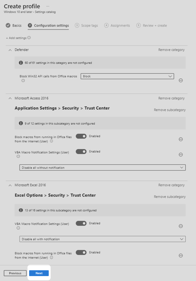Technical example: Configure macro settings | Cyber.gov.au